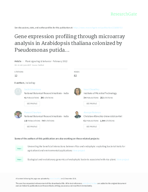 Pdf Gene Expression Profiling Through Microarray Analysis In