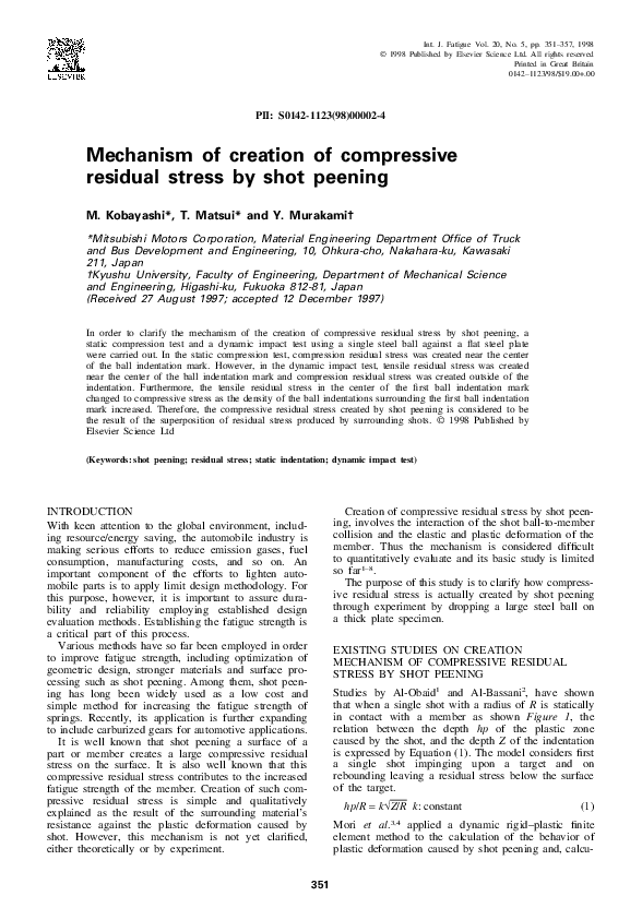 (PDF) Mechanism of creation of compressive residual stress by shot peening