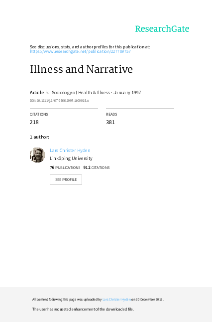 (PDF) Illness and narrative