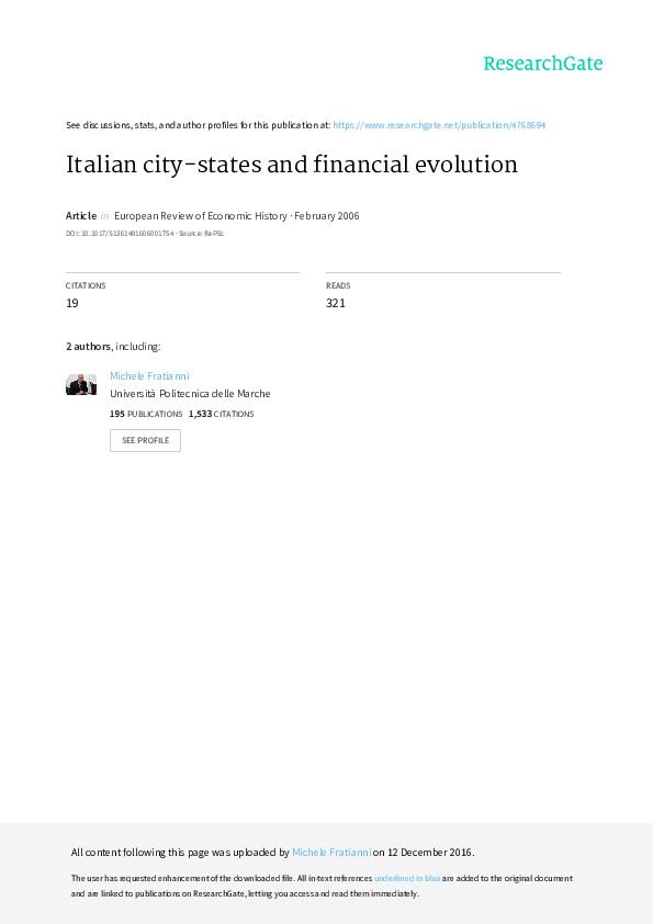 (PDF) Italian city-states and financial evolution