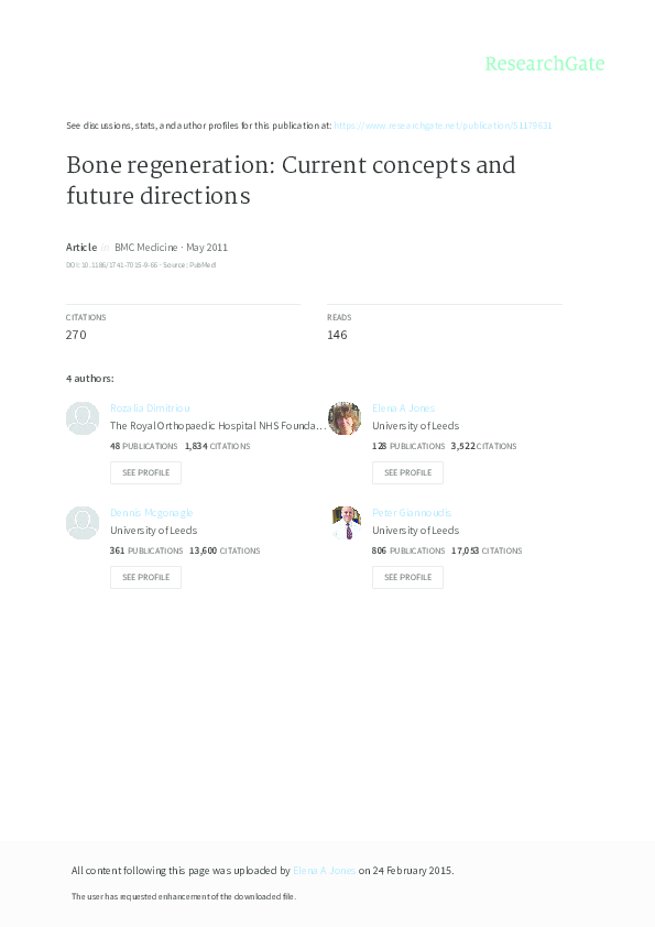 (PDF) Bone regeneration: current concepts and future directions