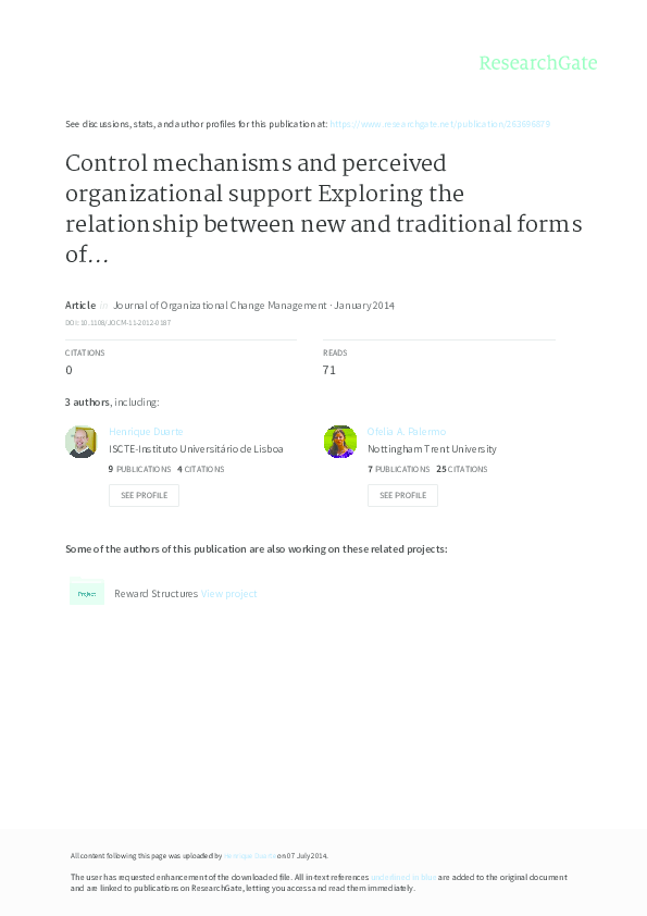 (PDF) Control mechanisms and perceived organizational support