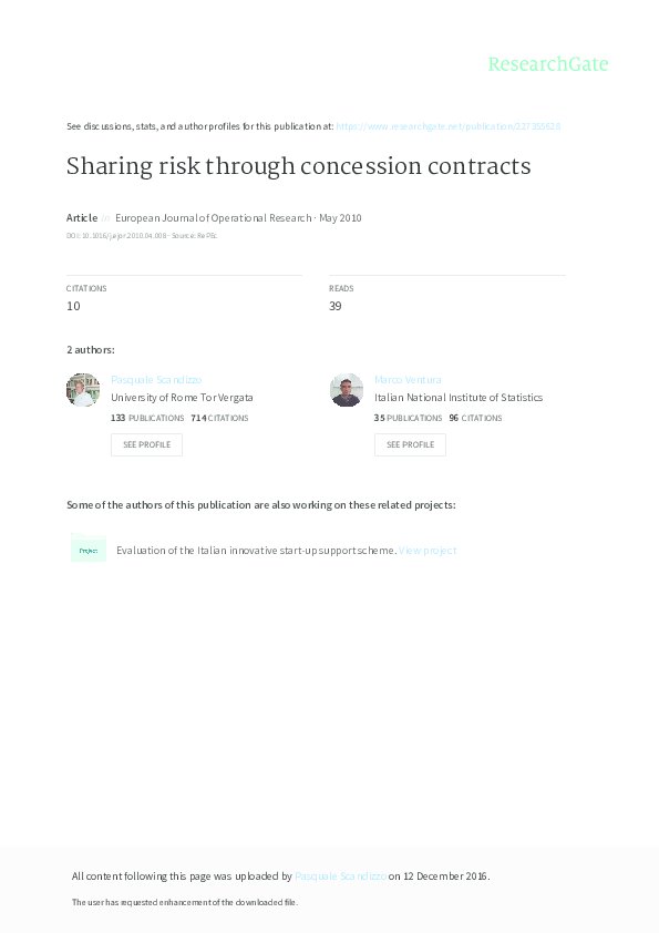 (PDF) Sharing risk through concession contracts