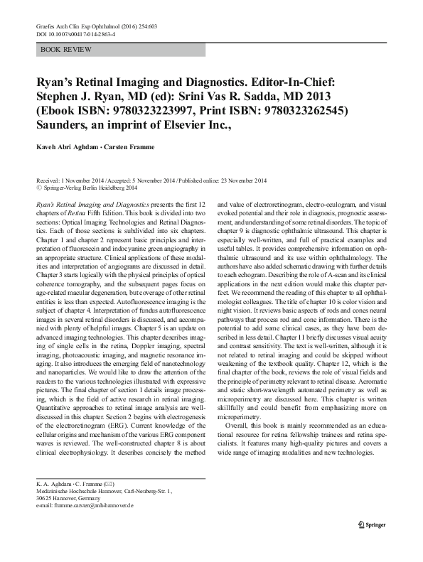 (PDF) Ryan’s Retinal Imaging and Diagnostics. Editor-In-Chief: Stephen ...