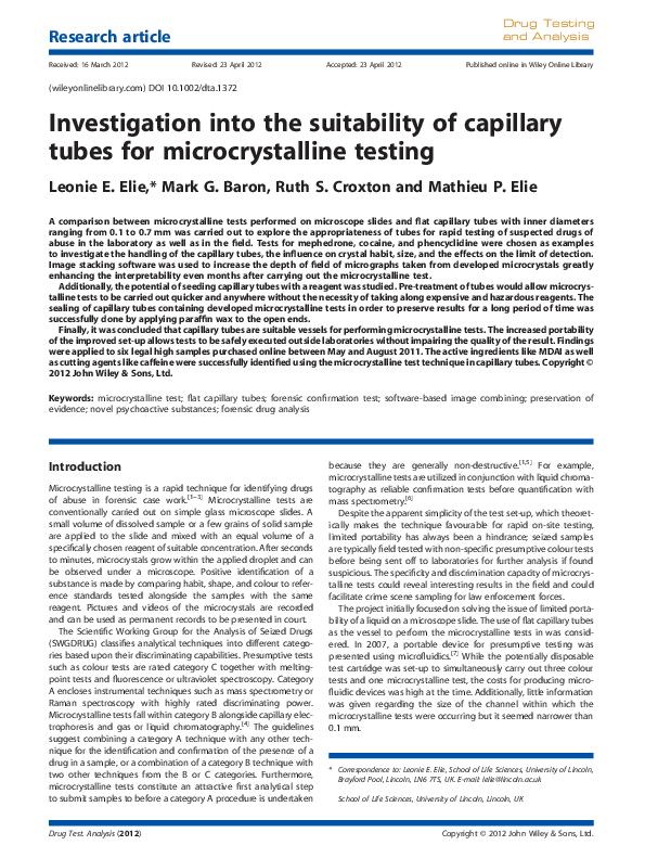 (PDF) Investigation into the suitability of capillary tubes for ...