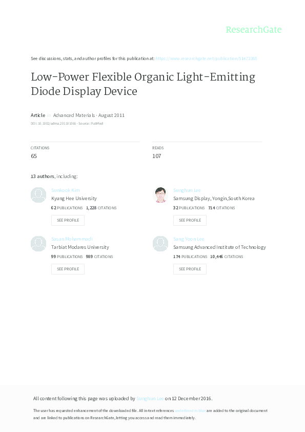 (PDF) Low-Power Flexible Organic Light-Emitting Diode Display Device