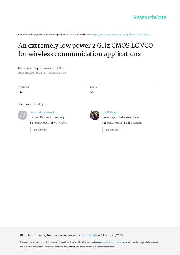 (PDF) An extremely low power 2 GHz CMOS LC VCO for wireless ...