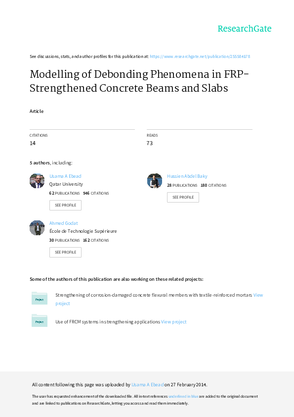 (PDF) Modelling of debonding phenomena in FRP-strengthened concrete ...