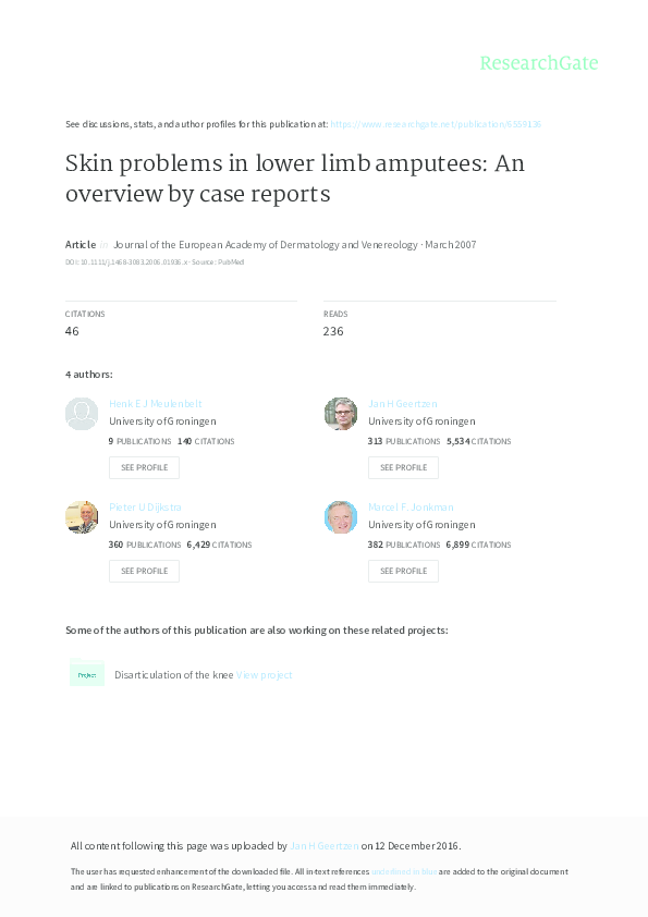 (PDF) Skin problems in lower limb amputees: an overview by case reports
