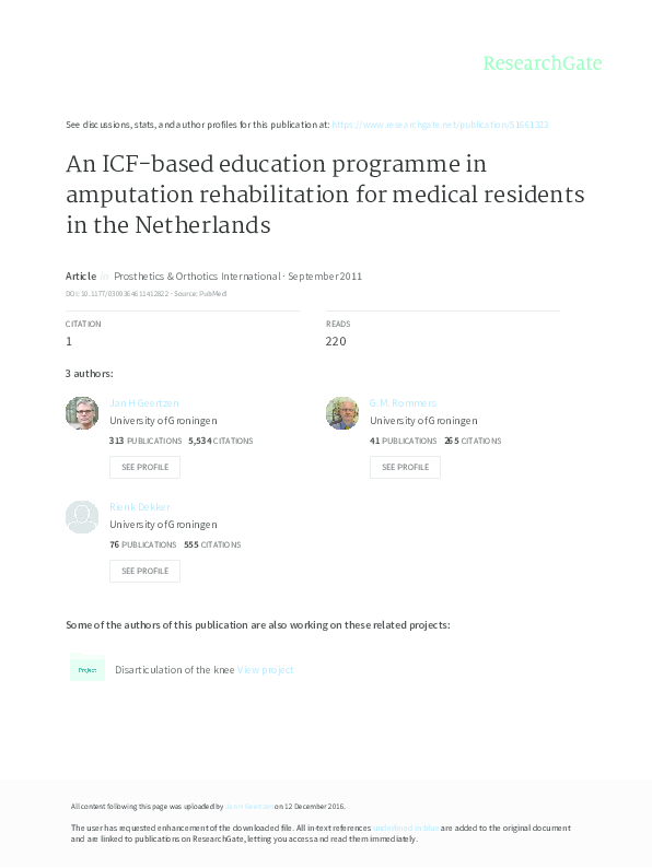 (PDF) An ICF-based education programme in amputation rehabilitation for ...