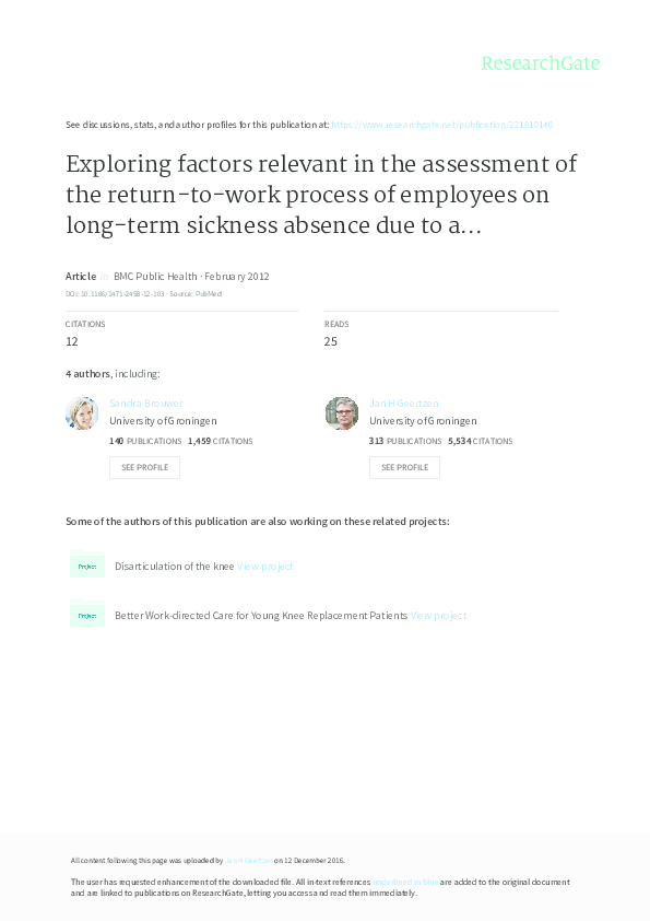 (PDF) Exploring factors relevant in the assessment of the return-to ...