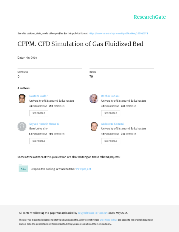 Pdf Cppm Cfd Simulation Of Gas Fluidized Bed