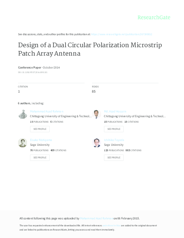 Pdf Design Of A Dual Circular Polarization Microstrip Patch Array Antenna