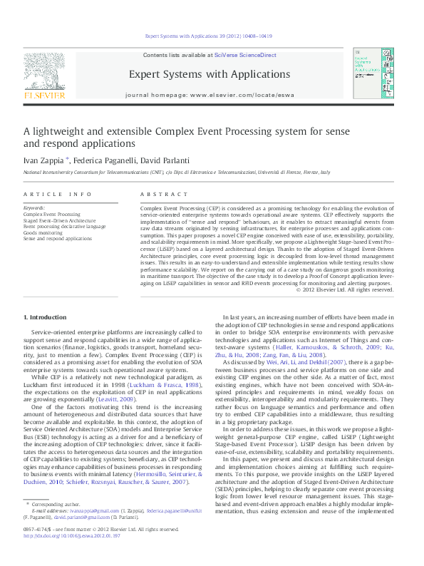 (PDF) A lightweight and extensible Complex Event Processing system for sense and respond ...