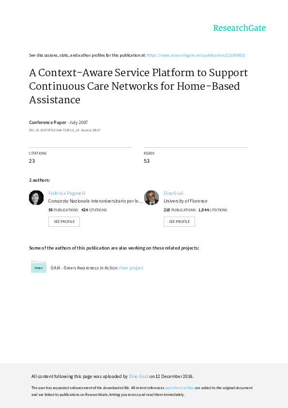 (PDF) A context-aware service platform to support continuous care ...