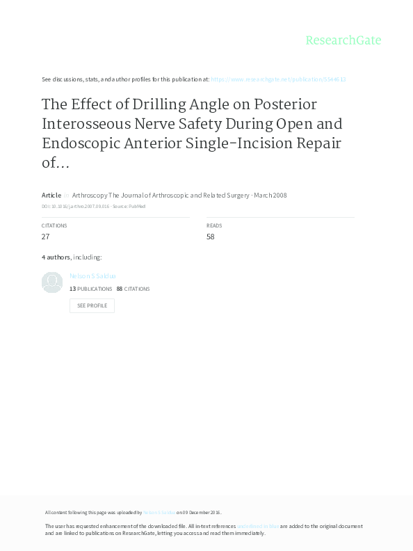(PDF) The Effect of Drilling Angle on Posterior Interosseous Nerve ...