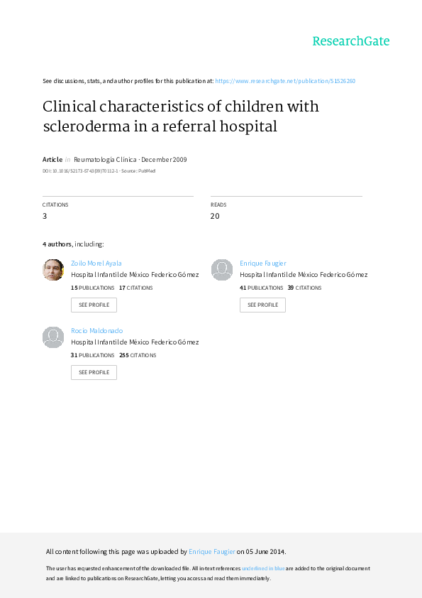 (PDF) Clinical characteristics of children with scleroderma in a ...