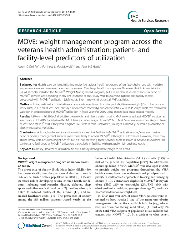 (PDF) MOVE: weight management program across the veterans health ...