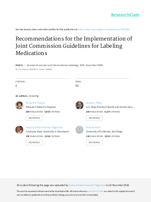 (PDF) Recommendations for the Implementation of Joint Commission ...