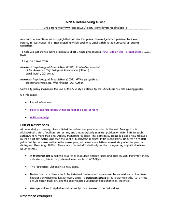 (DOC) APA 5 Referencing Guide