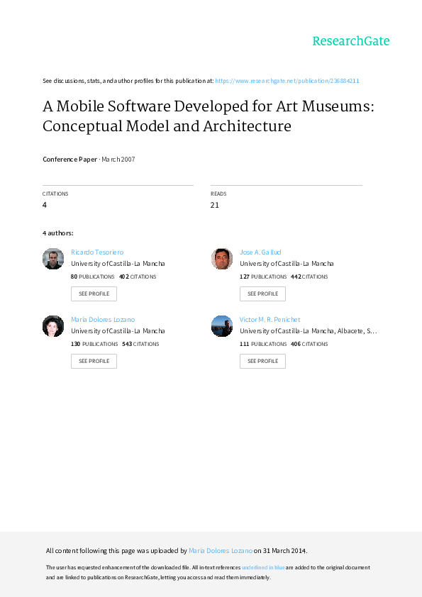 (PDF) A Mobile Software Developed for Art Museums: Conceptual Model and ...