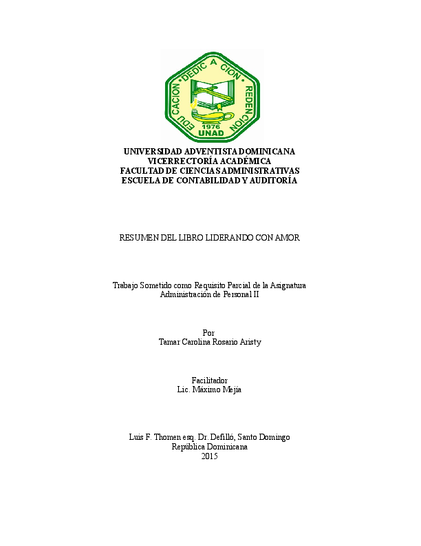 (DOC) Resumen del libro Liderando con amor - Ken Blanchard