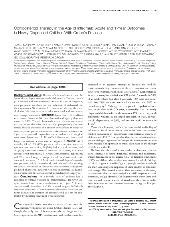 (PDF) Corticosteroid Therapy in the Age of Infliximab: Acute and 1-Year ...