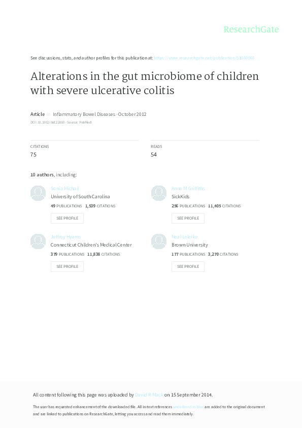 (PDF) Alterations in the gut microbiome of children with severe ...