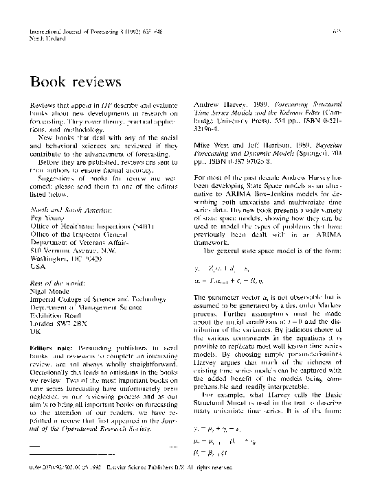 Pdf Bayesian Forecasting And Dynamic Models