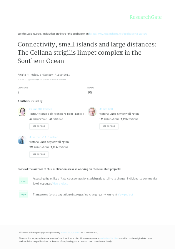 (PDF) Connectivity, small islands and large distances: the Cellana ...