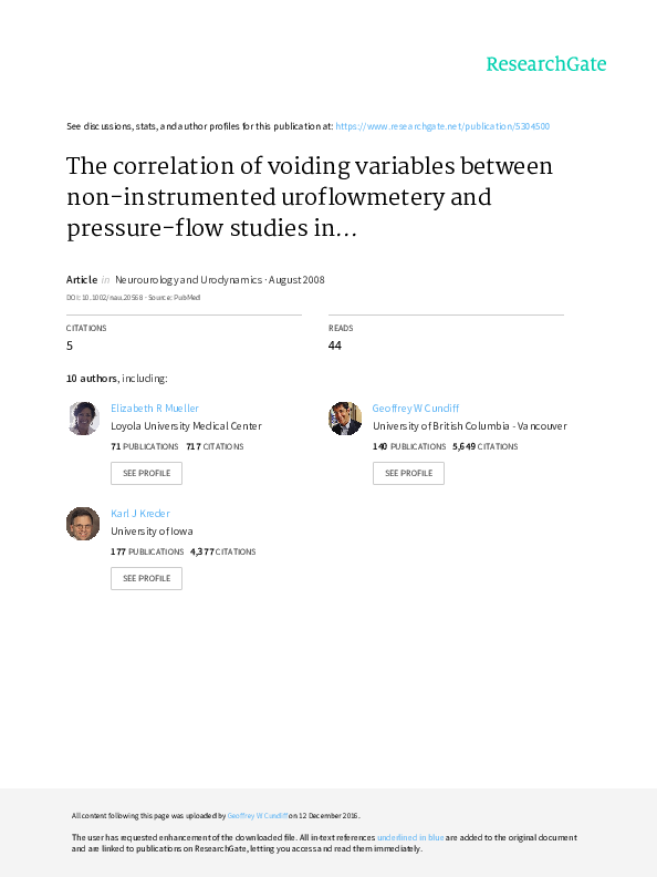 (PDF) The correlation of voiding variables between non-instrumented ...