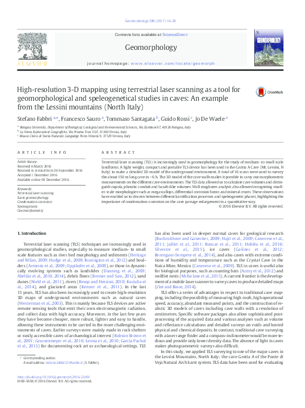 (PDF) High-resolution 3-D mapping using terrestrial laser scanning as a ...