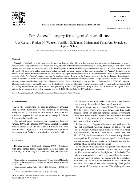 (PDF) Port Access? surgery for congenital heart disease*1