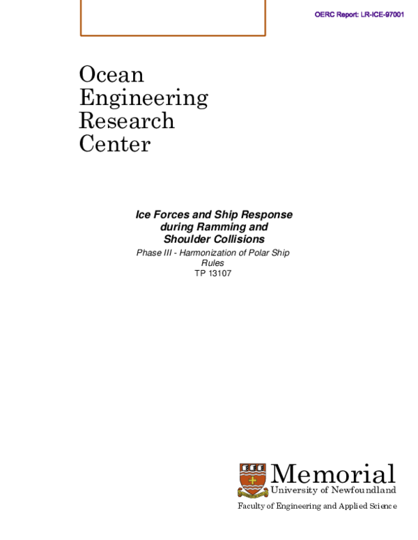 (PDF) Ice Forces and Ship Response during Ramming and Shoulder ...