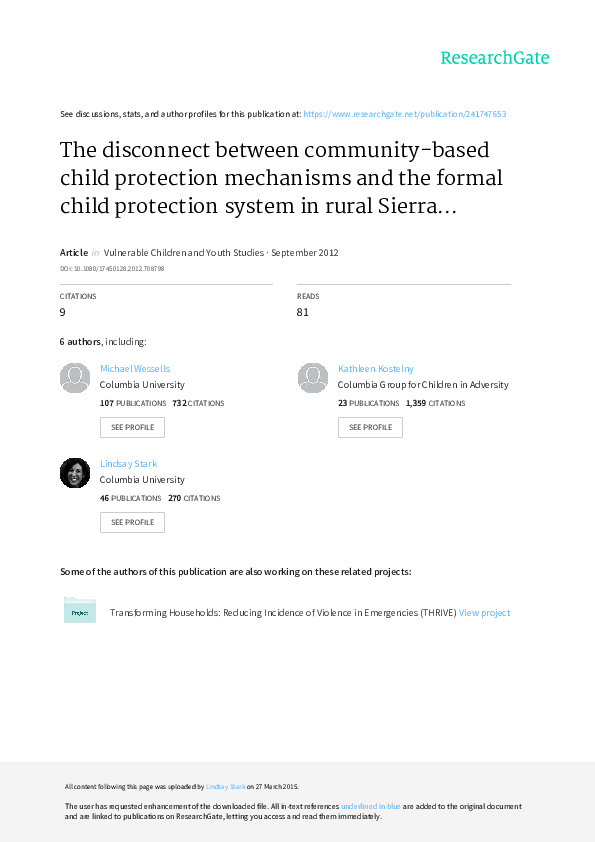 (PDF) The disconnect between community-based child protection ...