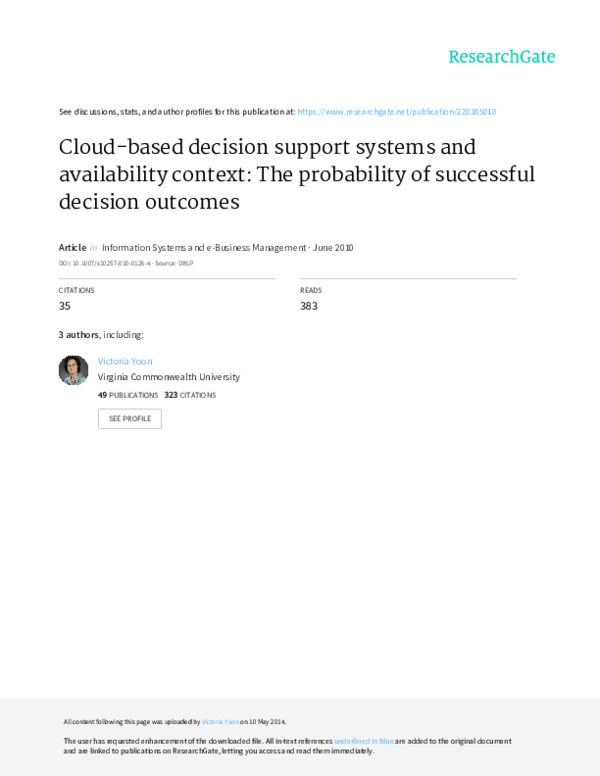 (PDF) Cloud-based decision support systems and availability context ...