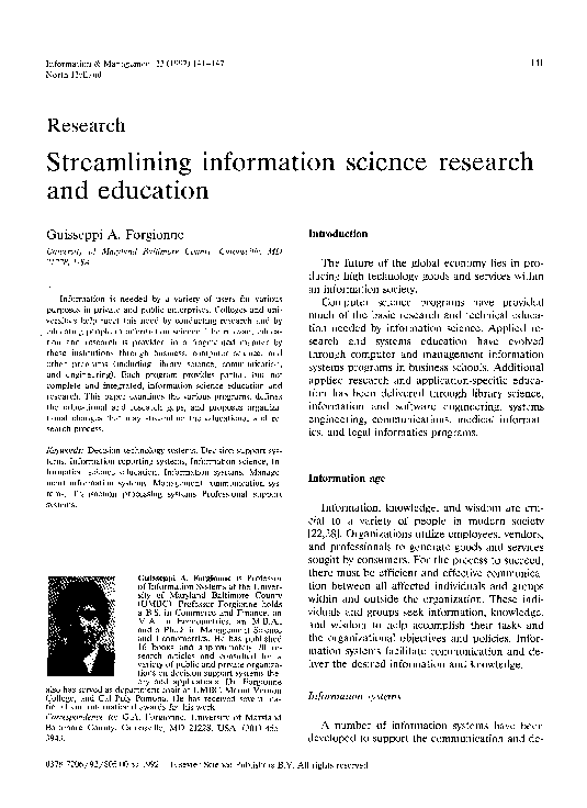 (PDF) Streamlining information science research and education