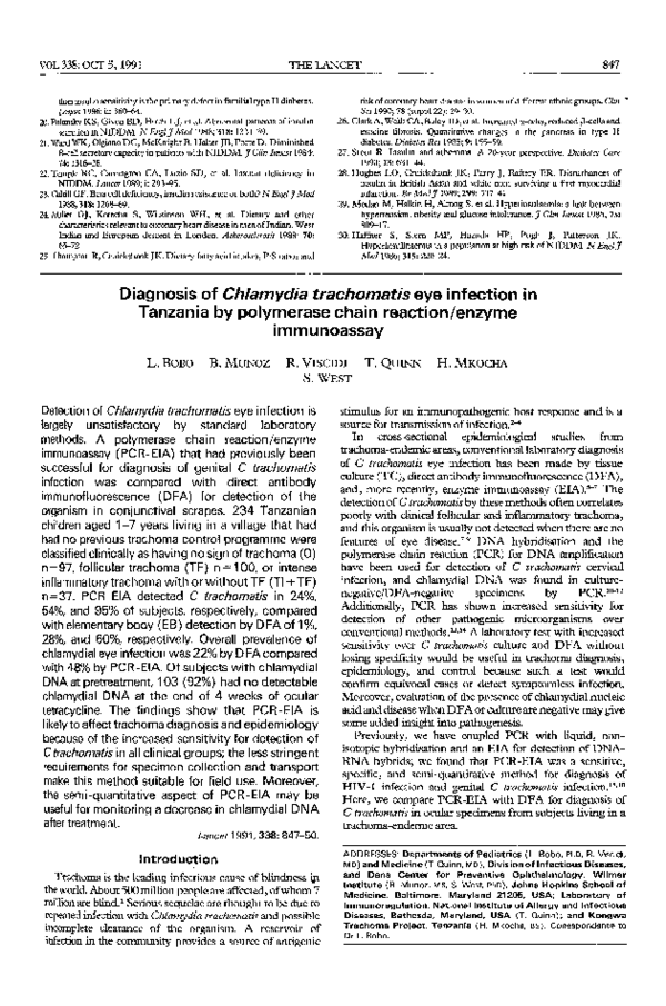 (PDF) Diagnosis of Chlamydia trachomatis eye infection in Tanzania by ...