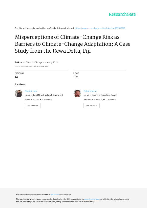 (PDF) Misperceptions of climate-change risk as barriers to climate ...