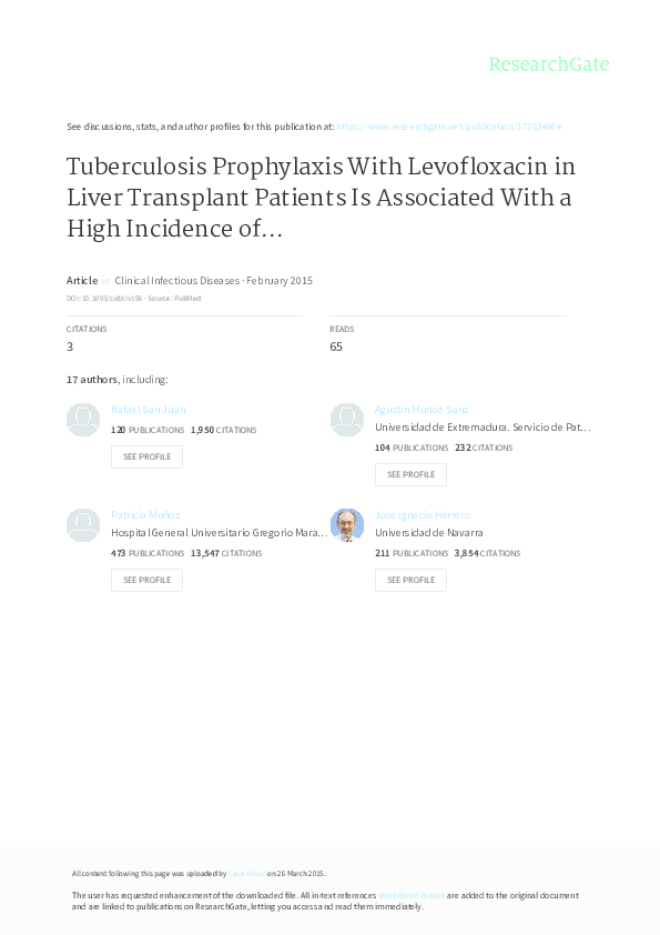 (PDF) Tuberculosis prophylaxis with levofloxacin in liver transplant ...