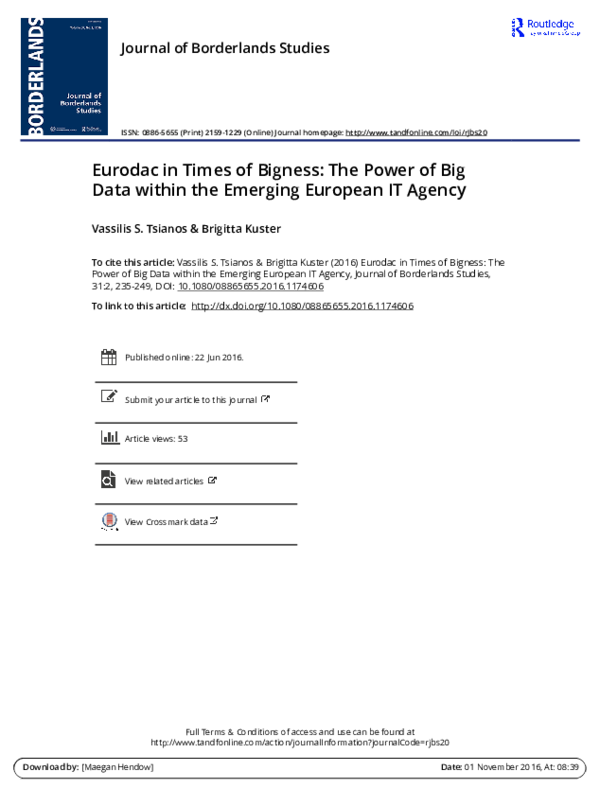 Eurodac in Times of Bigness: The Power of Big Data within the Emerging ...