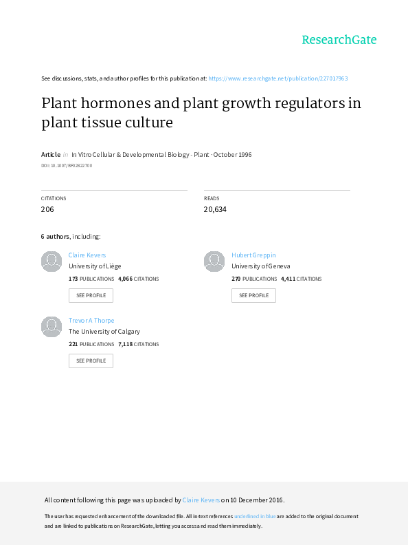 (PDF) Plant hormones and plant growth regulators in plant tissue ...