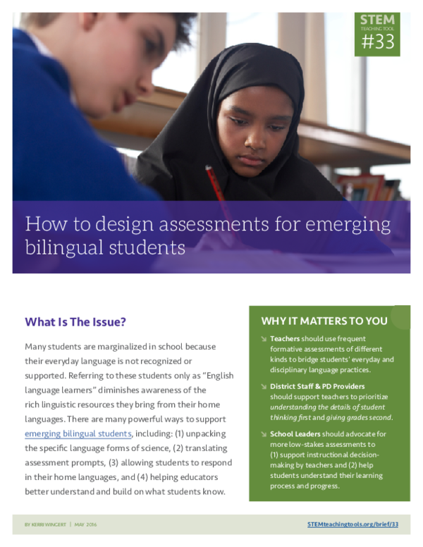 (PDF) STEM Teaching Tool 33: How to design assessments for emerging ...