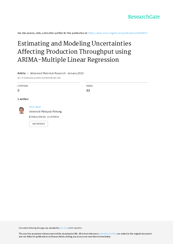 (PDF) Estimating and Modeling Uncertainties Affecting Production ...