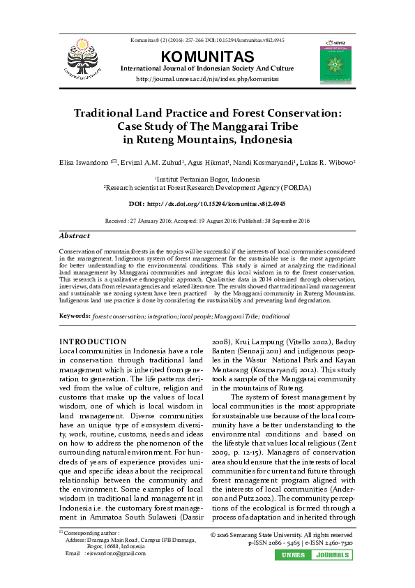 (PDF) Traditional Land Practice and Forest Conservation: Case Study of ...