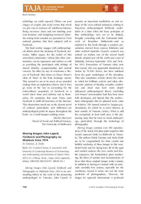 (PDF) Moving Images: John Layard, Fieldwork and Photography on Malakula ...