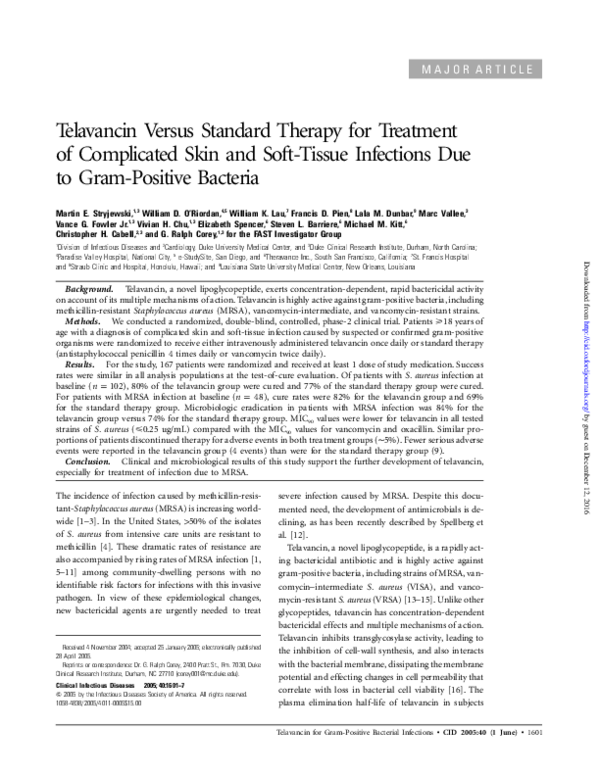 (PDF) Telavancin Versus Standard Therapy for Treatment of Complicated Skin and Soft-Tissue ...