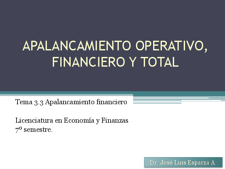 (PDF) APALANCAMIENTO OPERATIVO, FINANCIERO Y TOTAL