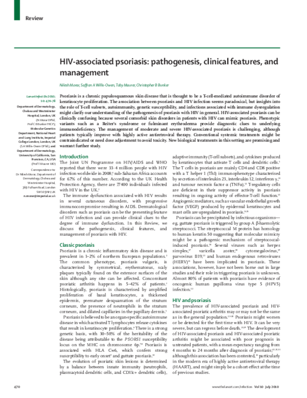 (PDF) HIV-associated psoriasis: pathogenesis, clinical features, and ...