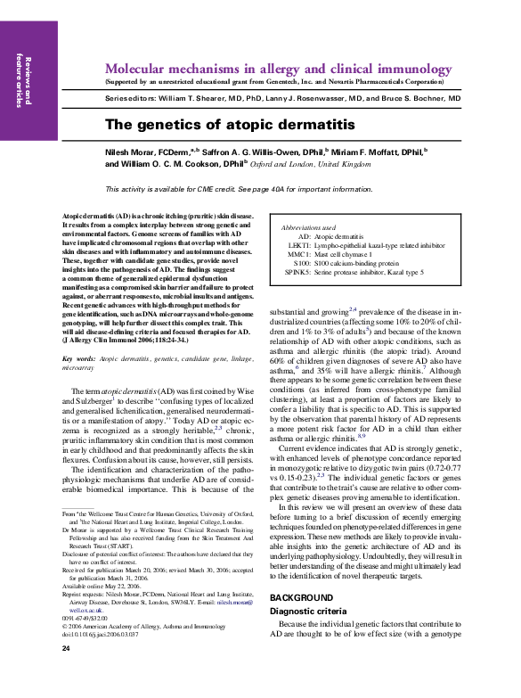 (PDF) The genetics of atopic dermatitis